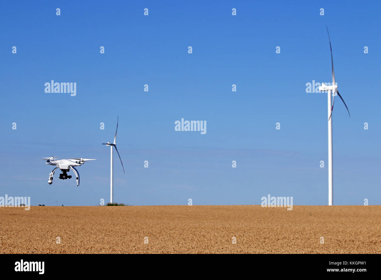 drone flying over wheat field Stock Photo - Alamy