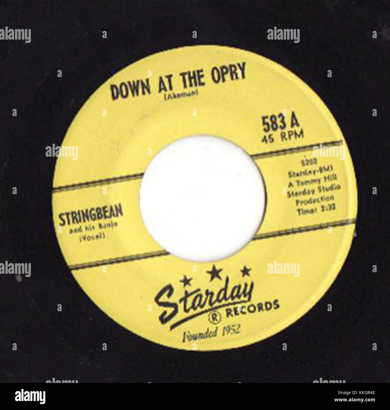 Starday 583 A, *Down at the Opry*, is a 45 RPM vinyl record from the ...