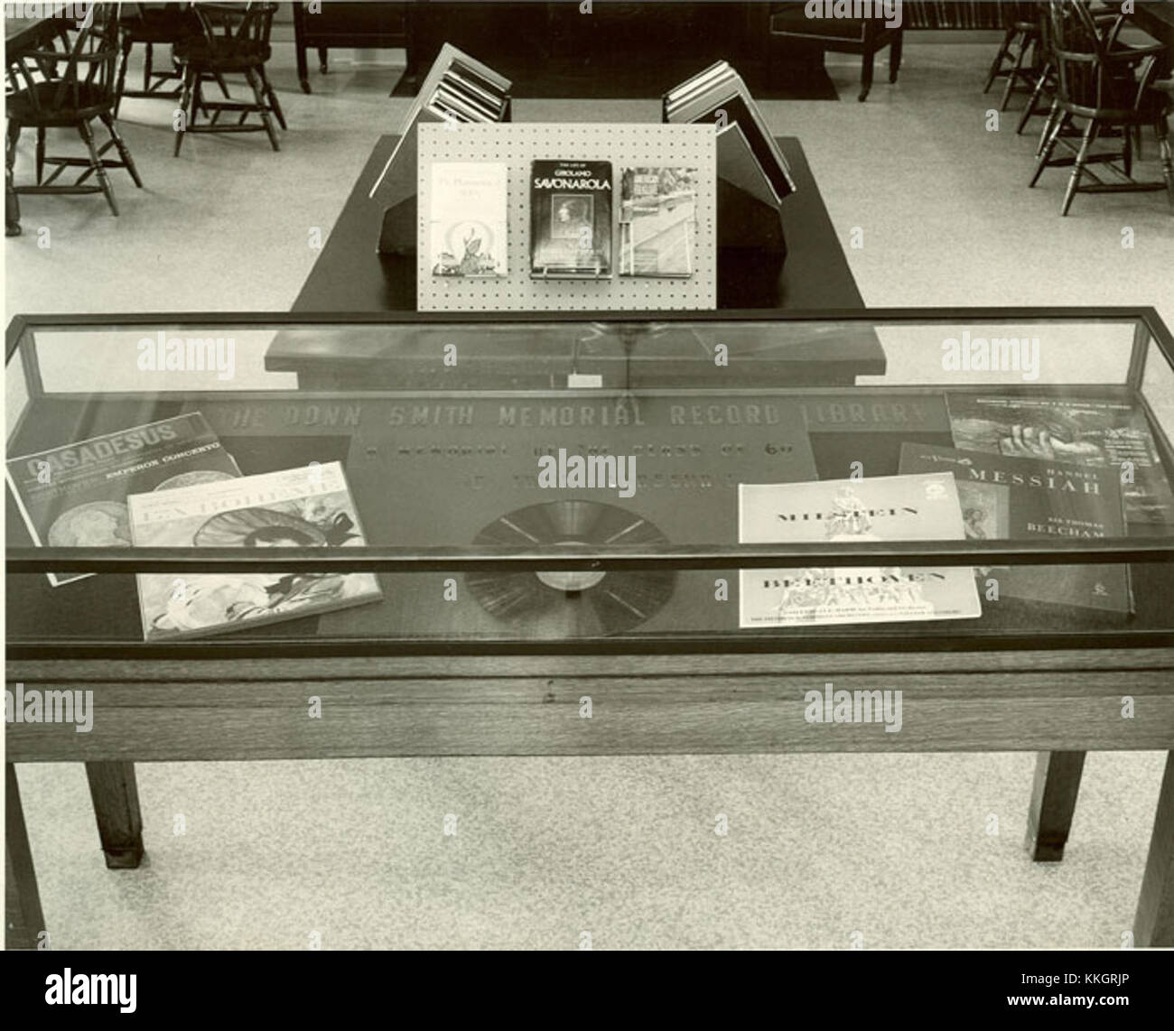 This 1960 image showcases a display at the Thompson Library ...