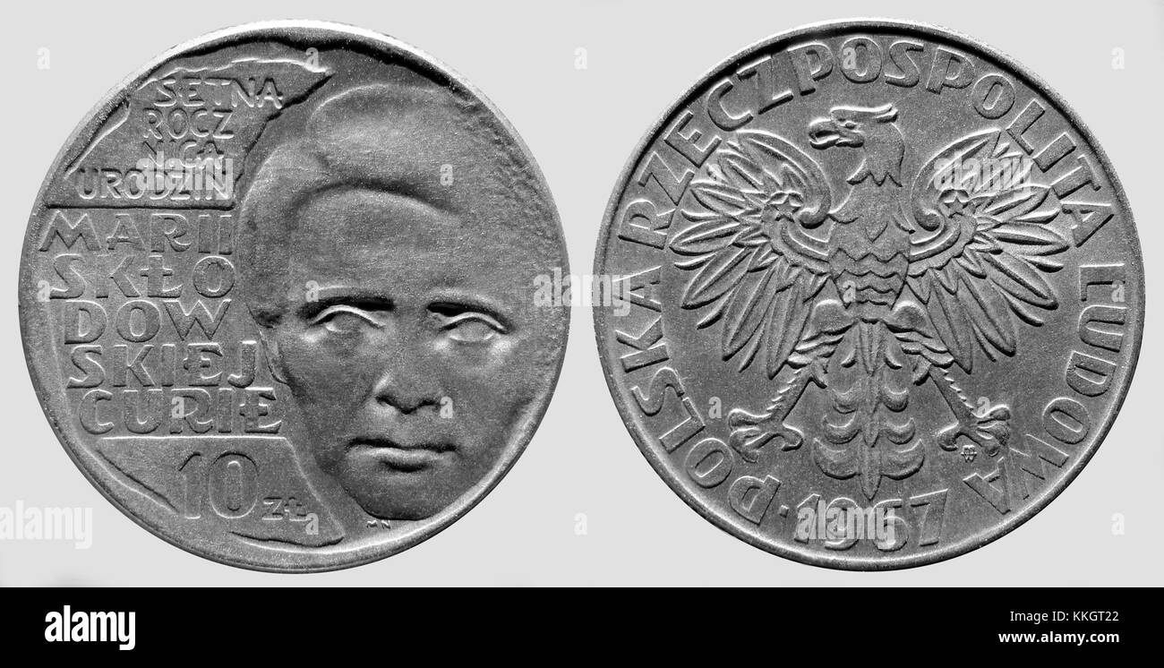 Marie Curie Polish coin 1967 Stock Photo - Alamy