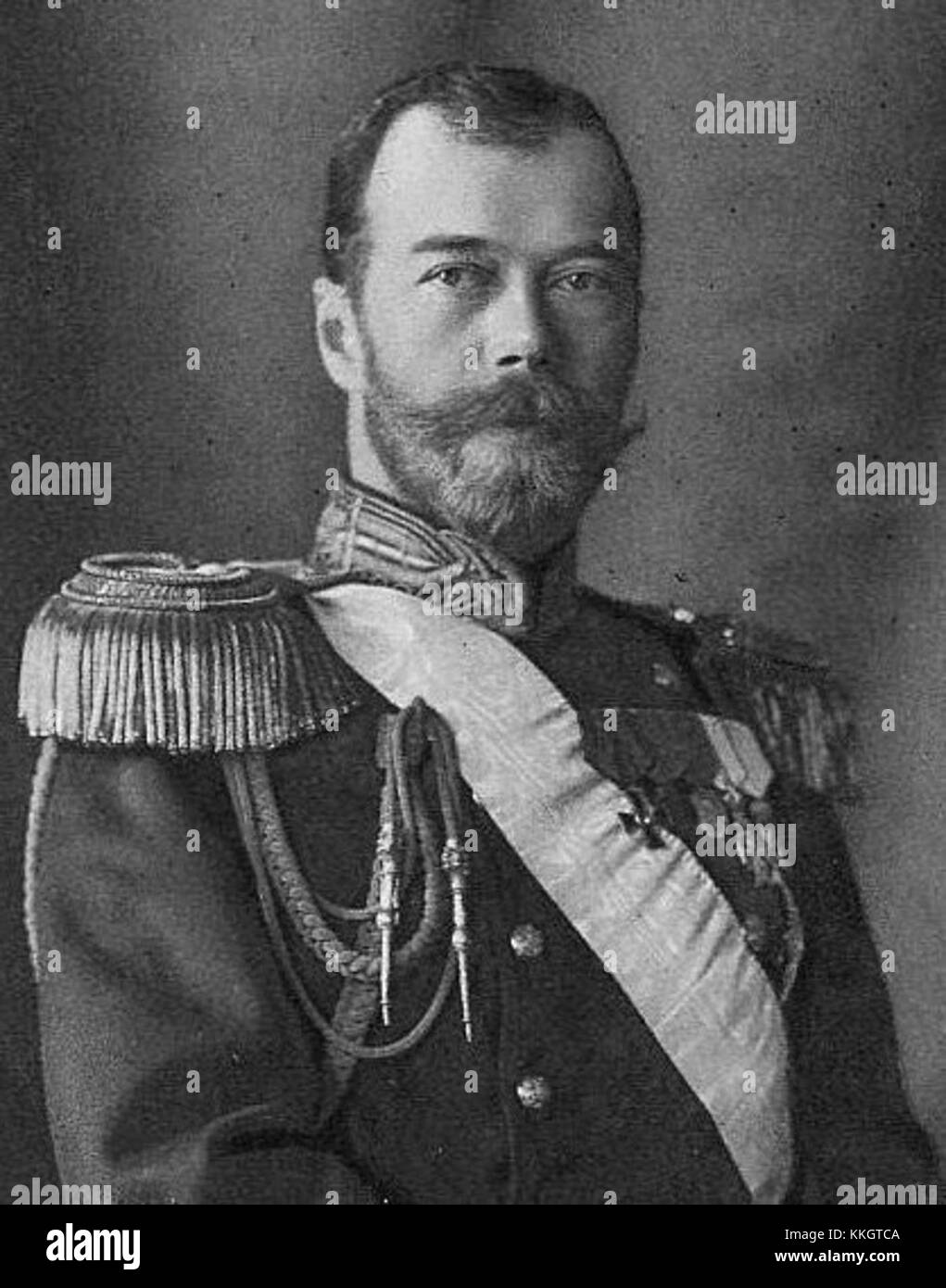 A portrait or depiction of Tsar Nicholas II of Russia, reflecting his ...