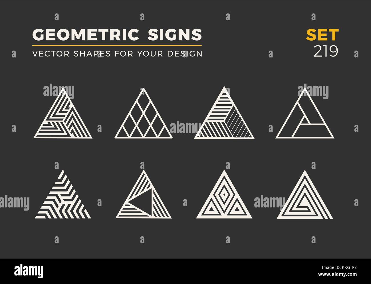 Set of eight minimalistic trendy shapes. Stylish vector logo emblems ...