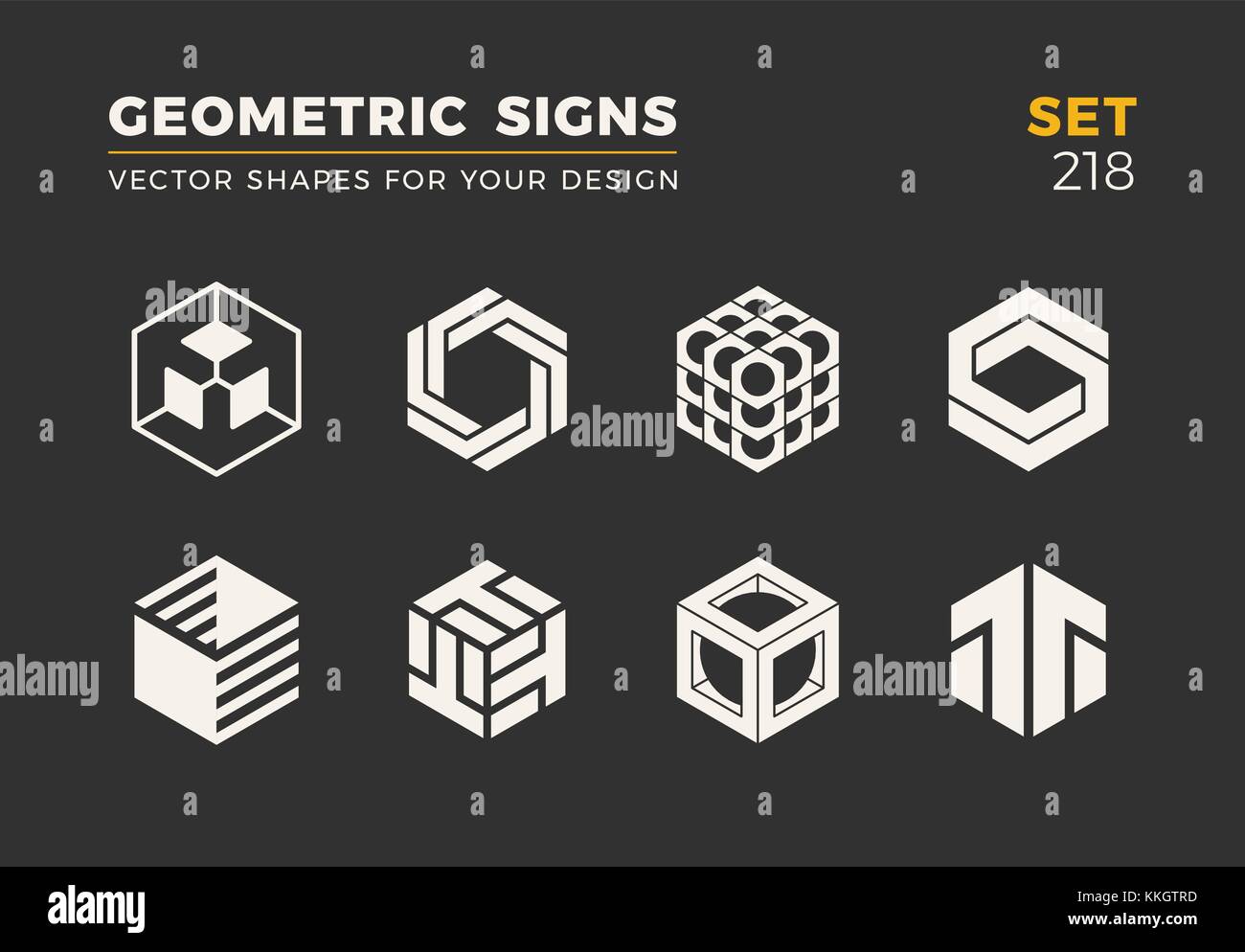 Set of eight minimalistic trendy shapes. Stylish vector logo emblems ...