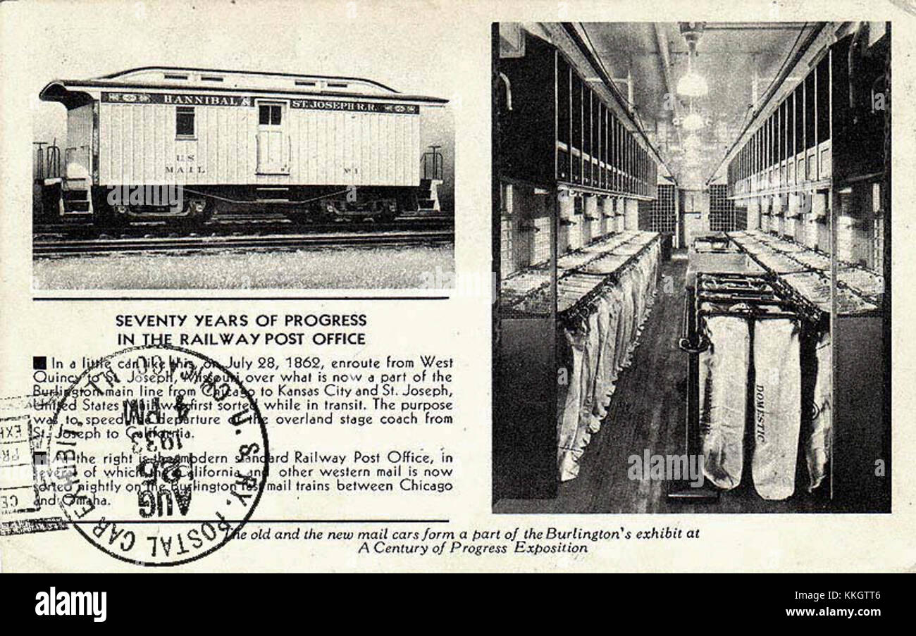 The First RPO (Railway Post Office) from 1862, depicted in a historic ...