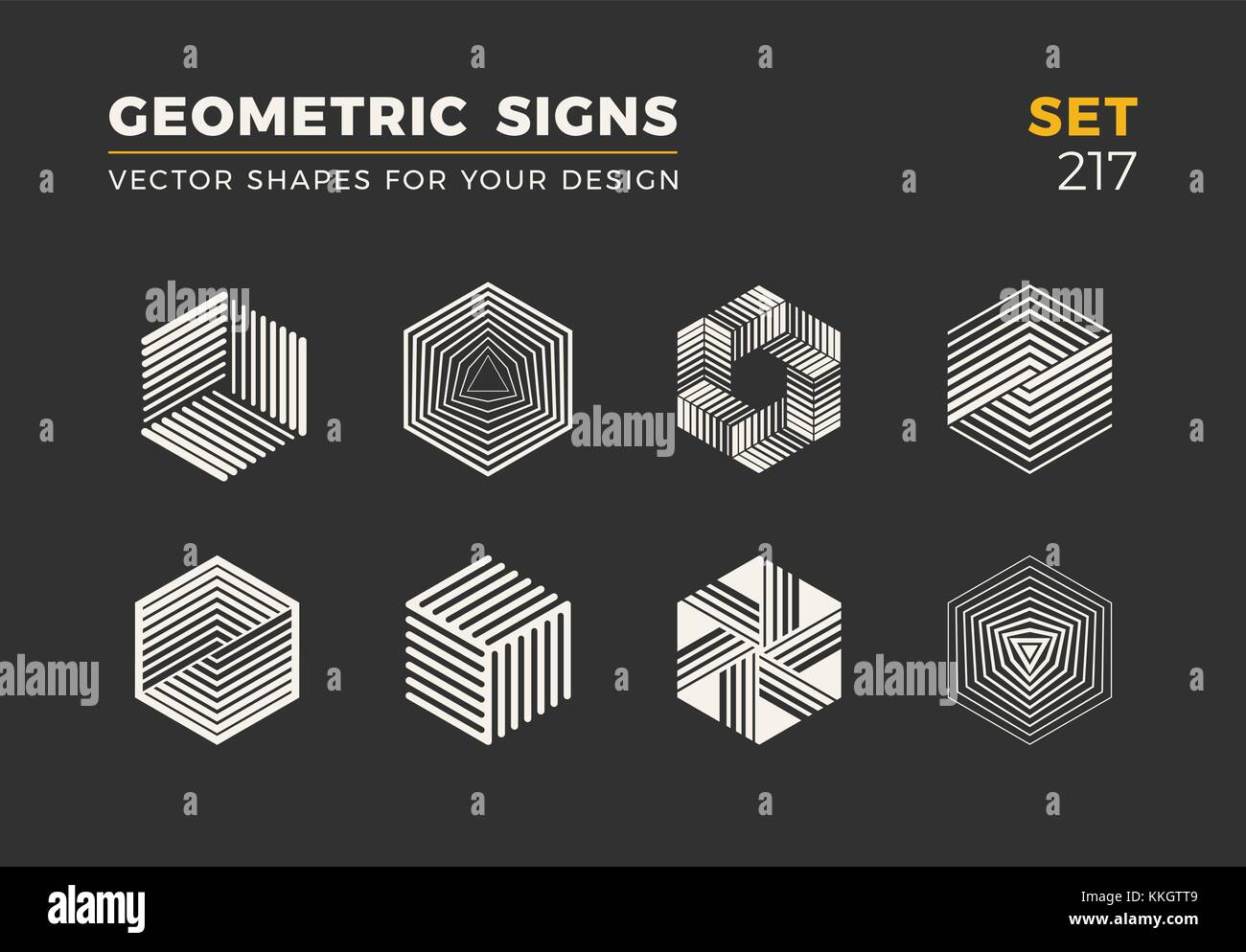 Set of eight minimalistic trendy shapes. Stylish vector logo emblems ...