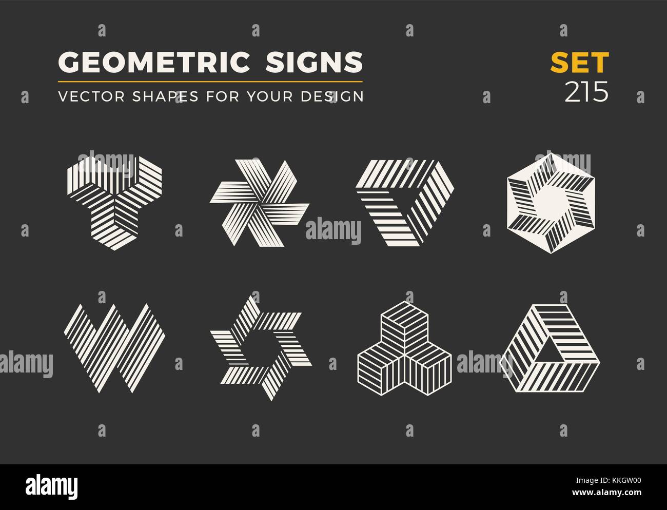 Set of eight minimalistic trendy shapes. Stylish vector logo emblems ...