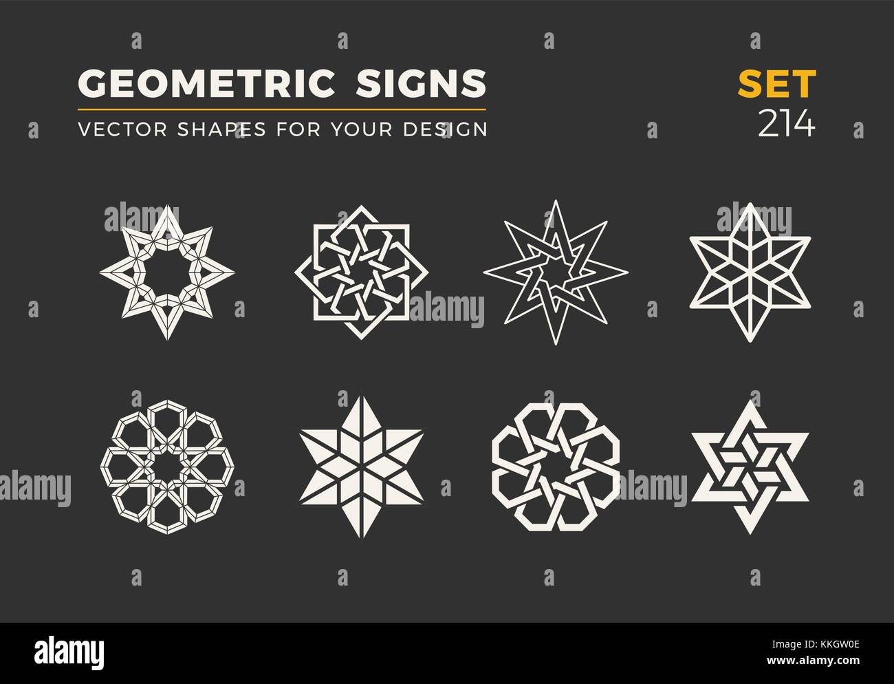 Set of eight minimalistic trendy shapes. Stylish vector logo emblems ...