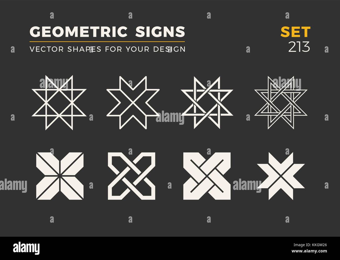 Set of eight minimalistic trendy shapes. Stylish vector logo emblems ...