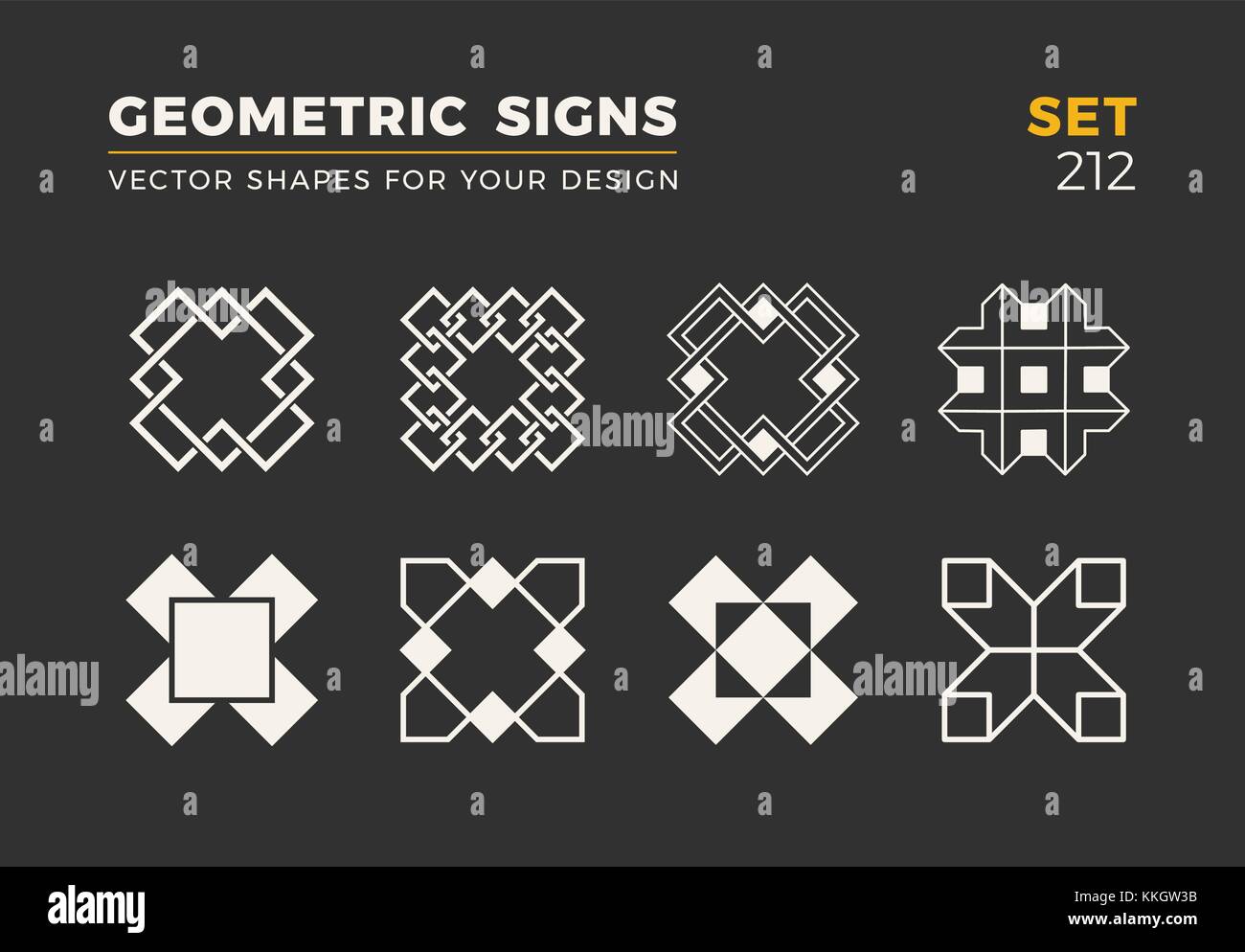 Set of eight minimalistic trendy shapes. Stylish vector logo emblems ...
