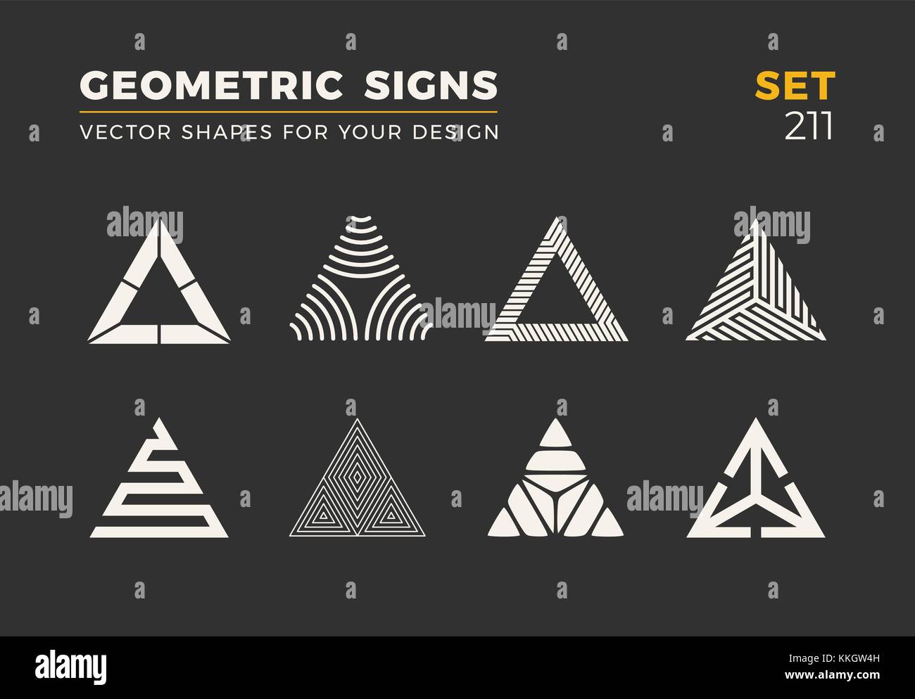 Set of eight minimalistic trendy shapes. Stylish vector logo emblems ...