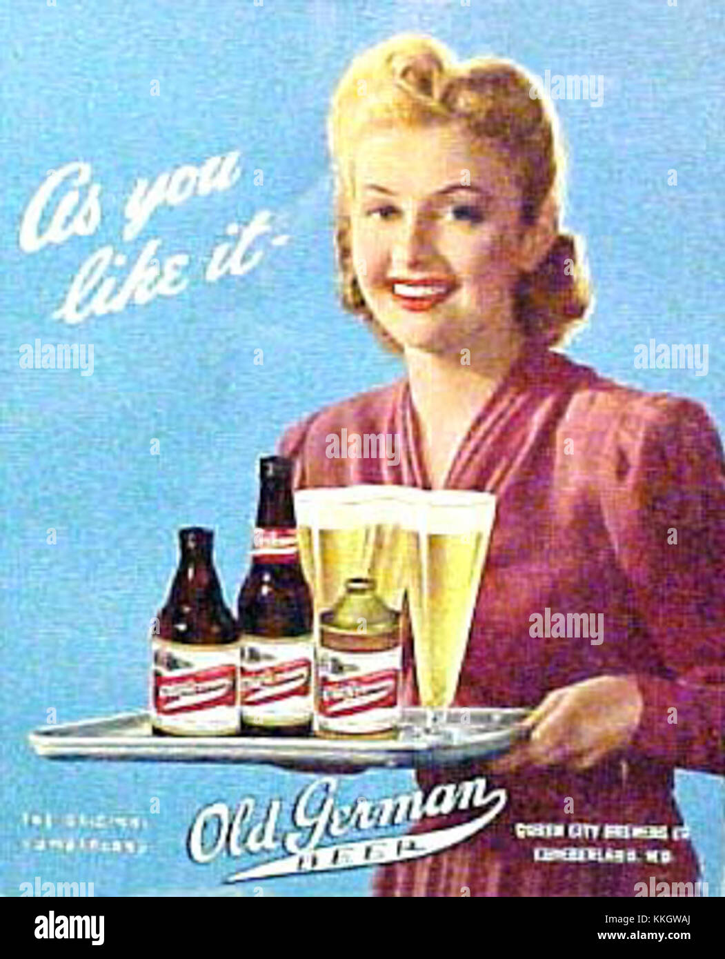 This vintage German beer poster from Cumberland, MD, represents the ...