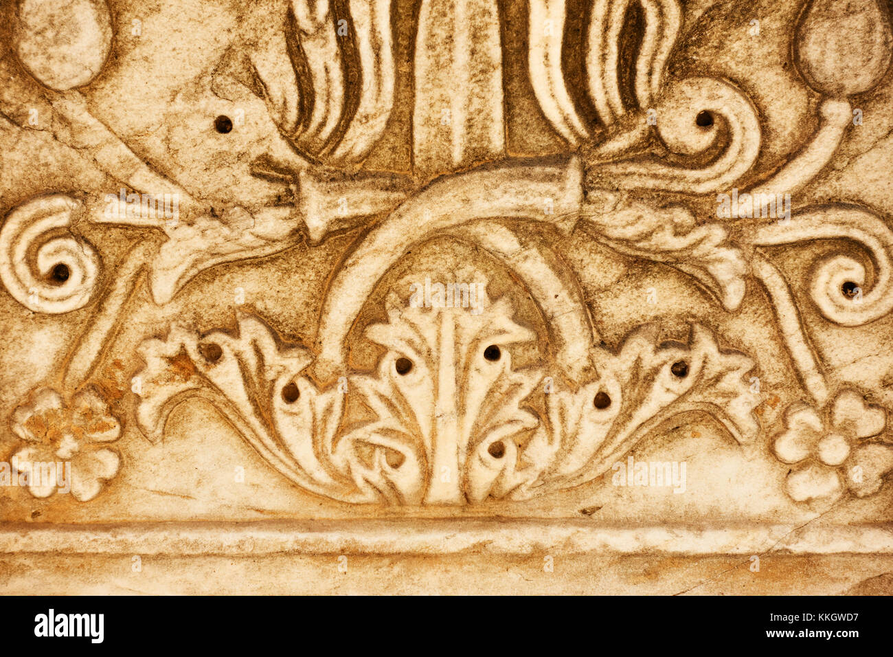 Detail of ancient greek column with floral pattern close-up Stock Photo ...