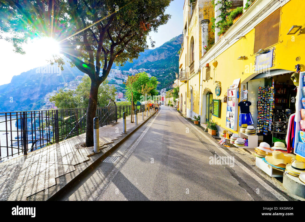 Positano, Italy - September 16, 2016 : View of the main street on a ...