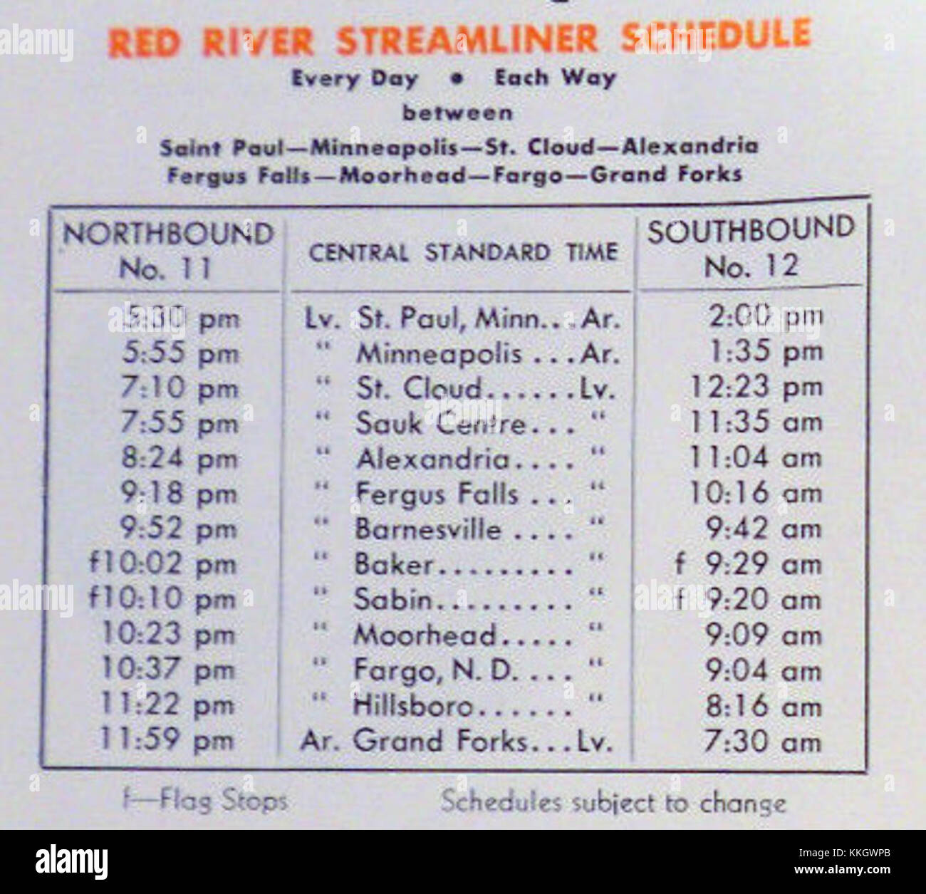 The Red River schedule refers to the planned timetable for the Red ...