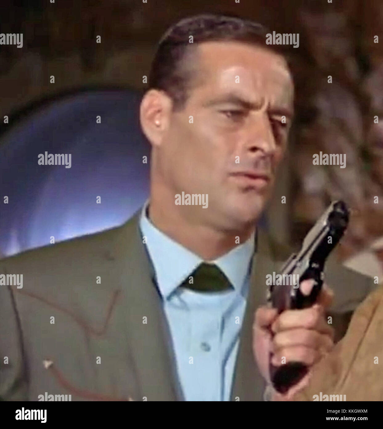 Robert Webber, an American actor, is shown in a still from a trailer for a film. He was known ...