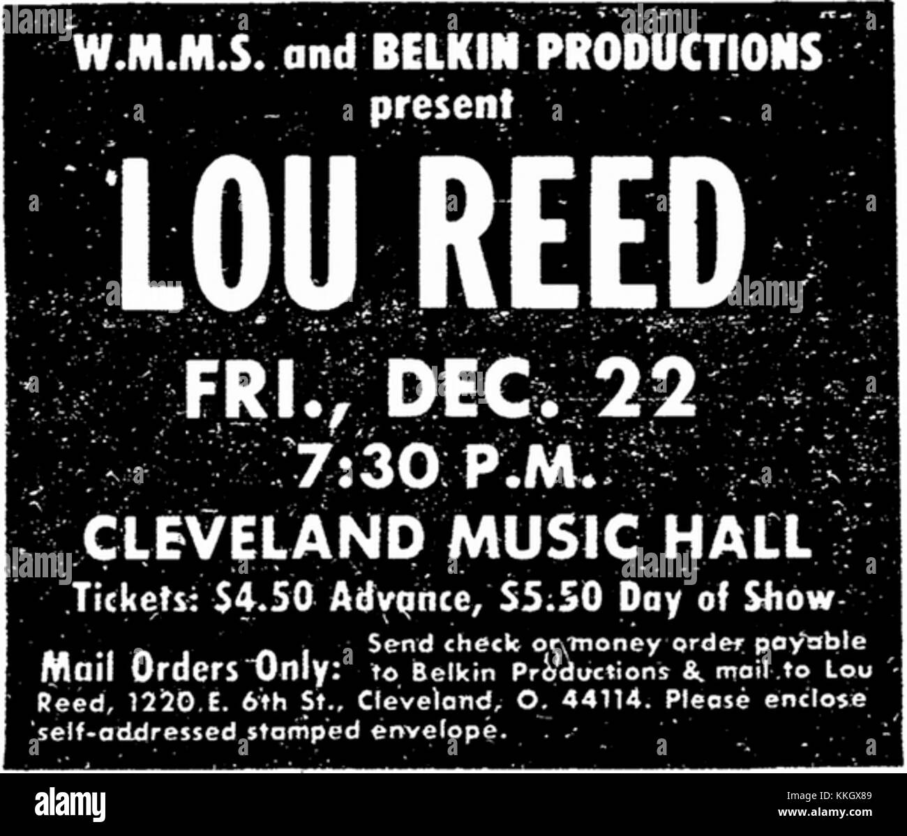 WMMS Presents Lou Reed - 1972 print ad Stock Photo - Alamy