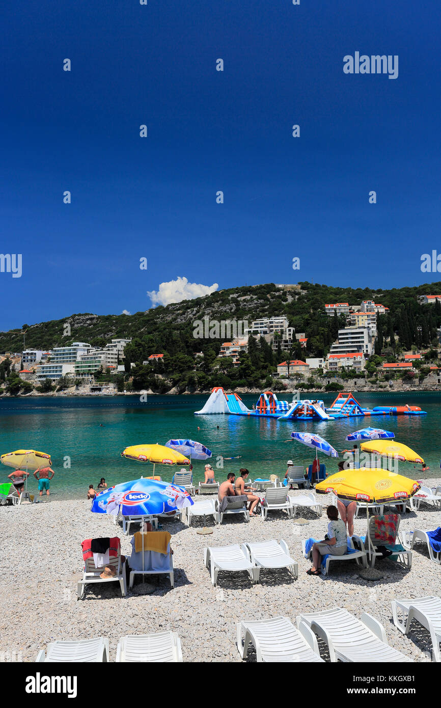 Summer view over Lapad Bay beach, Lapad town, Dubrovnik, Dalmatian ...