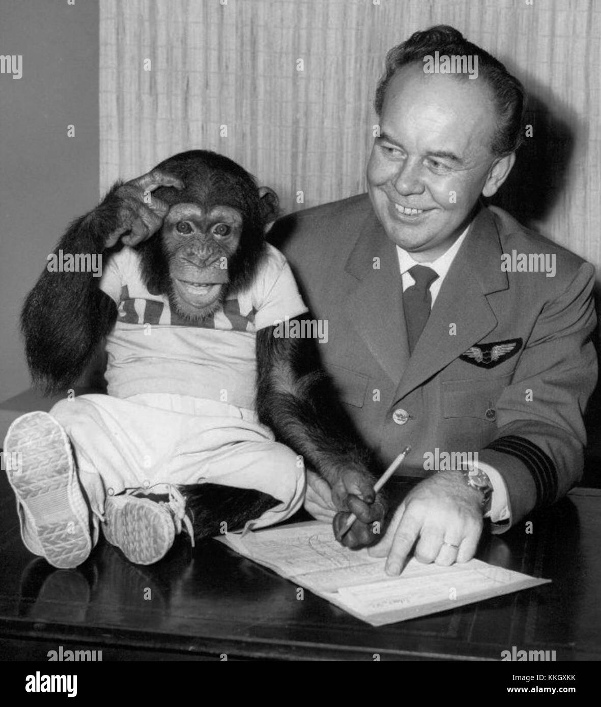 Ned Locke Captain Hartz and his pets 1955 Stock Photo - Alamy
