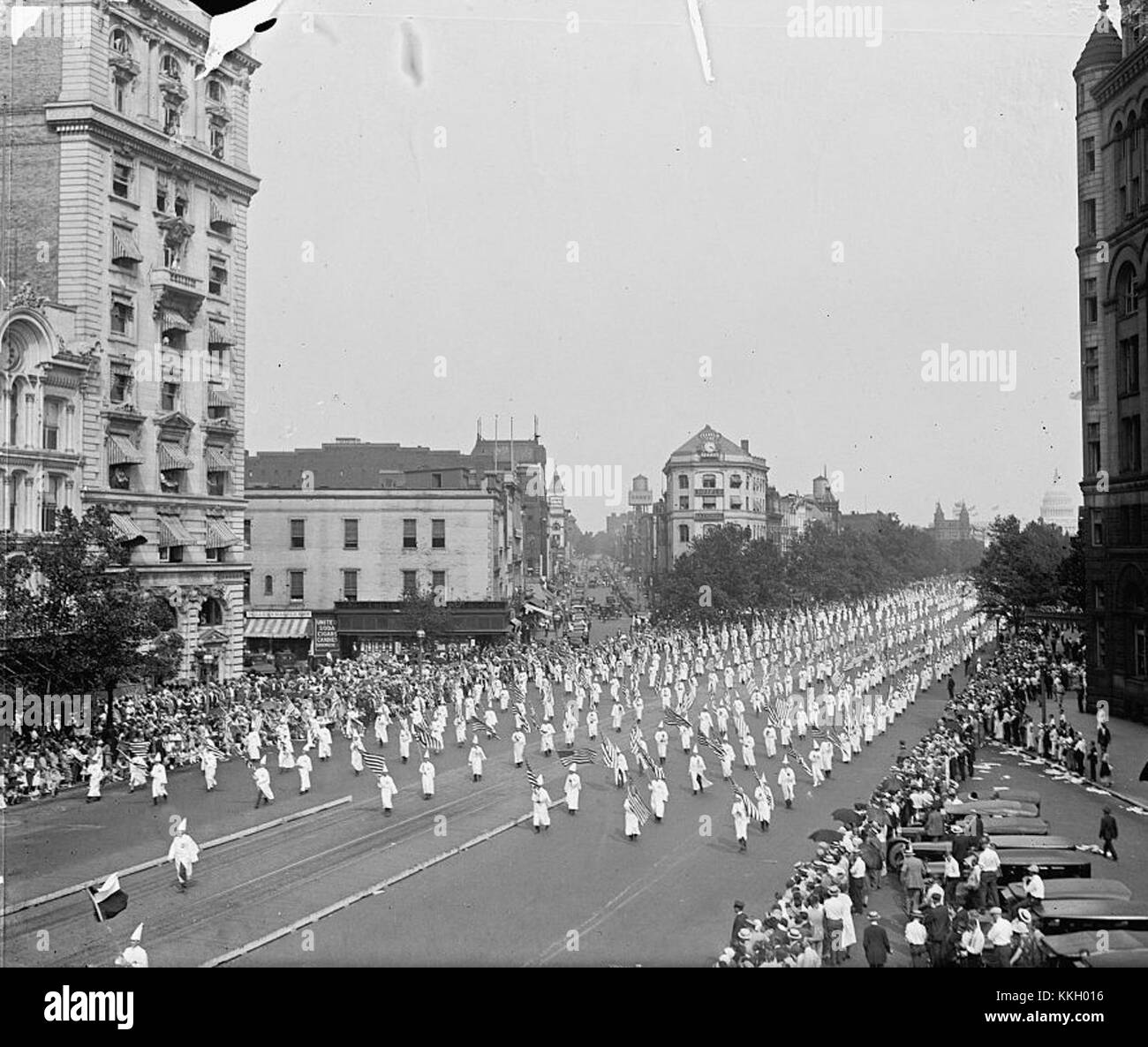 The 1925 K.K.K. parade, captured in historical photographs, is a record ...