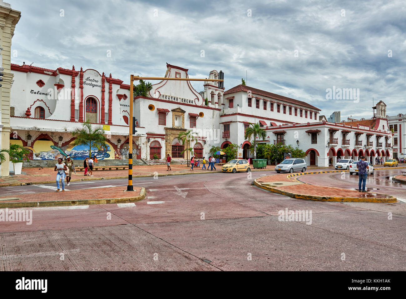 colonial building of Teatro Colon, Cartagena de Indias, Colombia, South ...