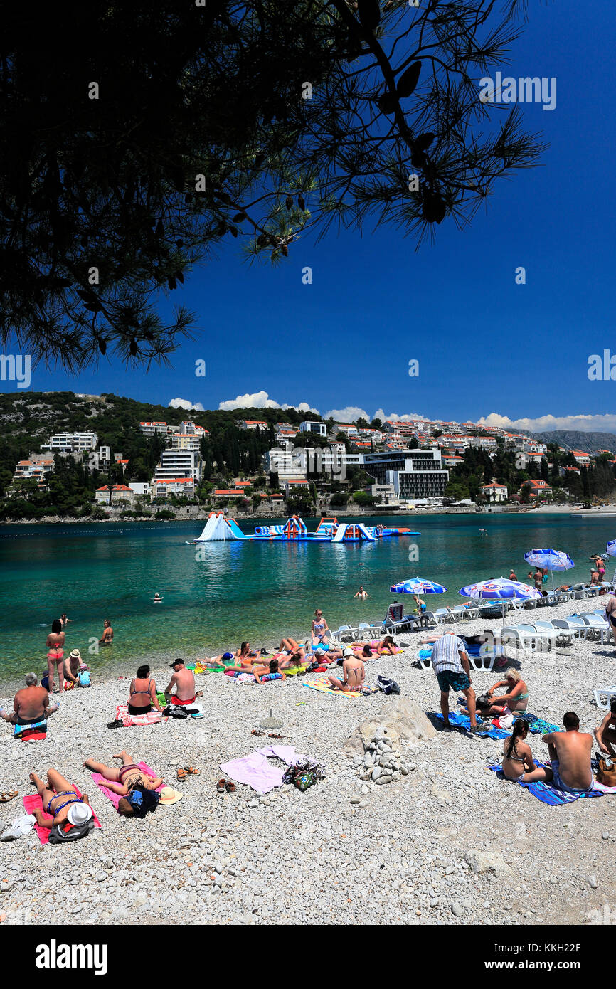 Summer view over Lapad Bay beach, Lapad town, Dubrovnik, Dalmatian ...