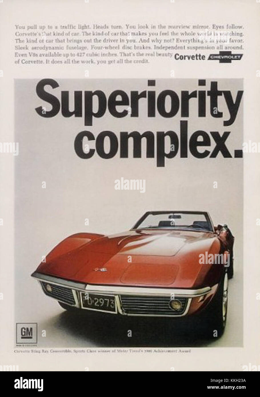 A 1968 advertisement for the Chevrolet Corvette, highlighting its ...