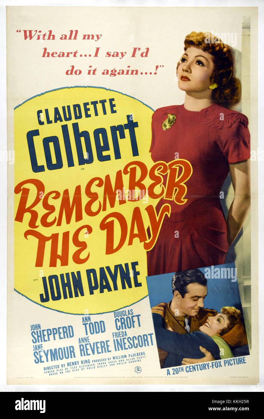 This vintage poster promotes the 1941 film *Remember the Day*, a drama ...