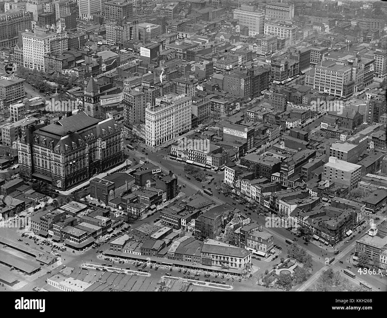 The Star Building, viewed from the air, is a prominent urban structure ...
