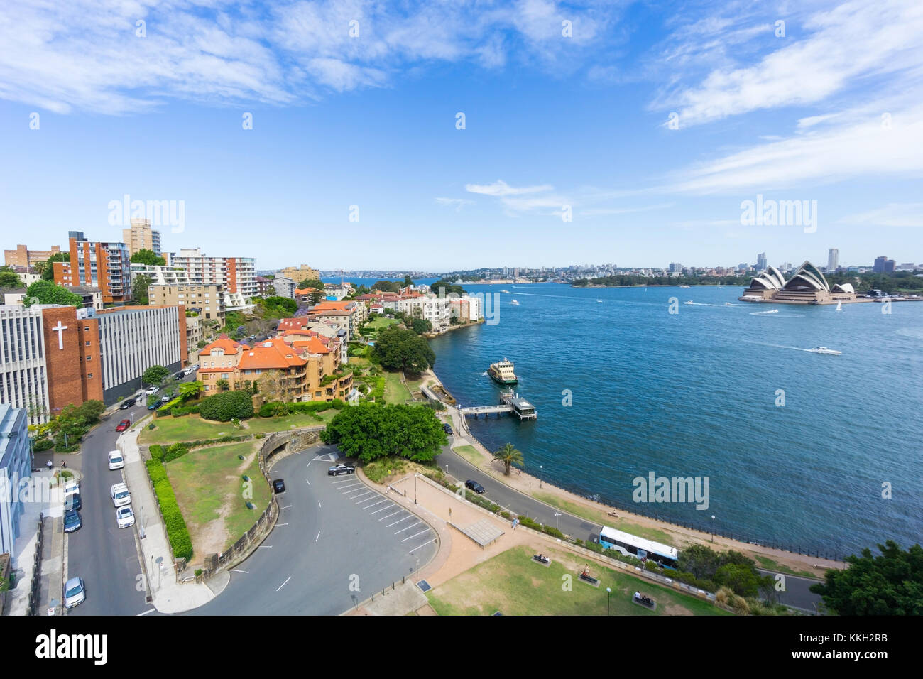 Wide angle across Sydney harbour and surrounds, beautiful blue water ...