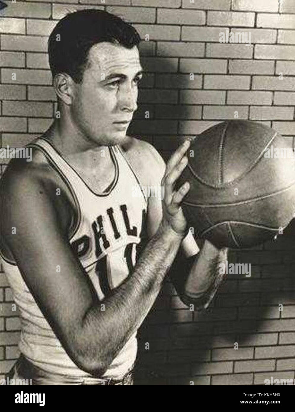 A portrait of Paul Arizin, a Hall of Fame basketball player for the ...