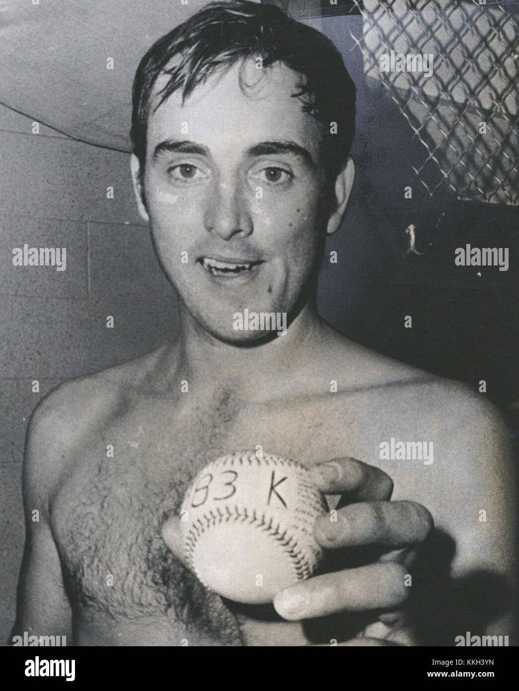 This image features Nolan Ryan, the legendary American baseball pitcher ...