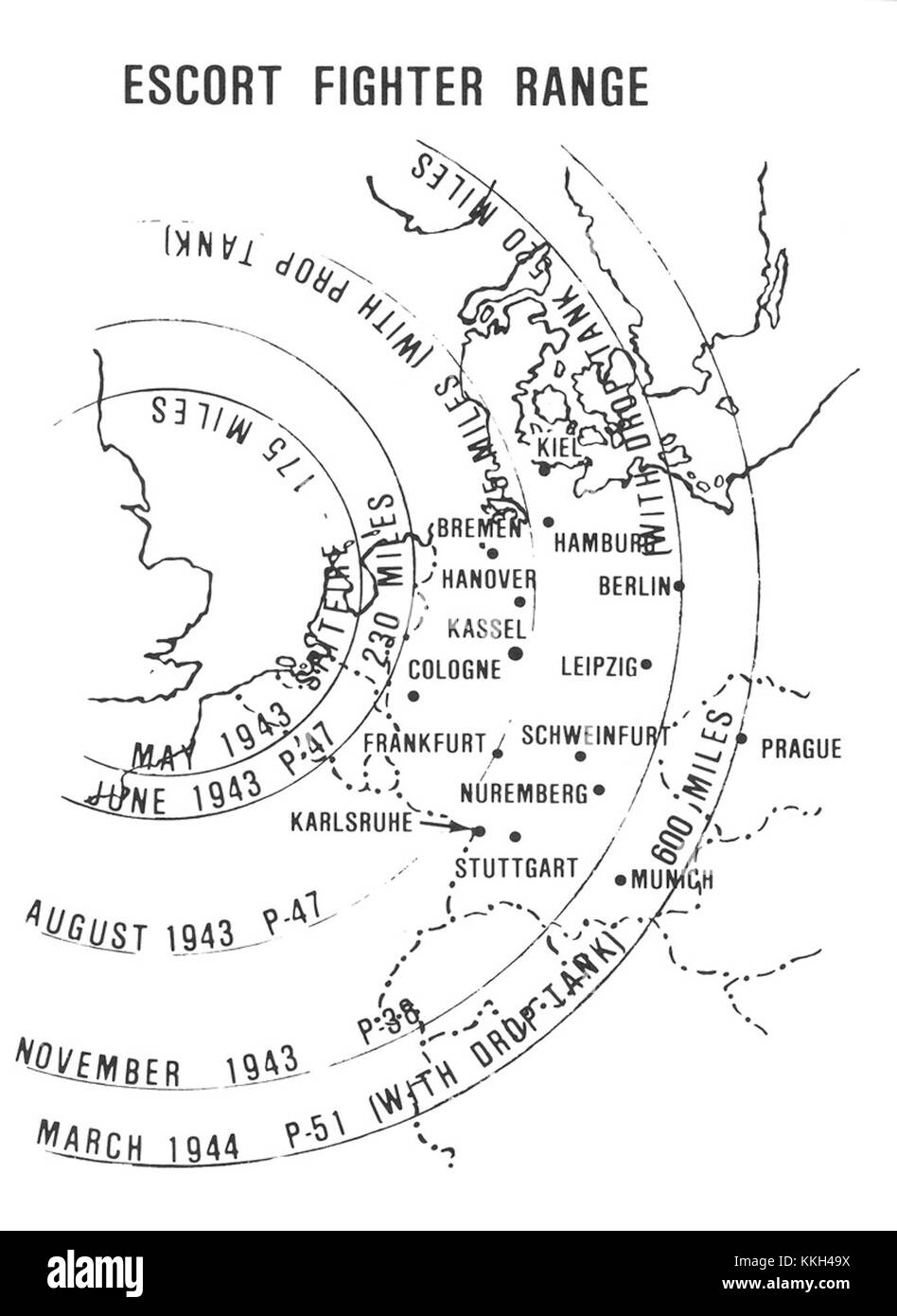 Escort fighter ranges during World War II were critical in supporting ...