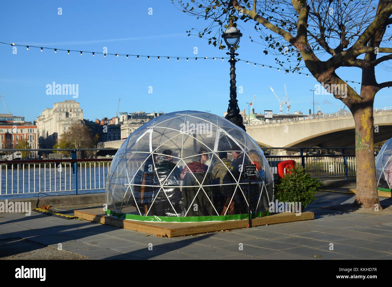London, UK. 01st Dec, 2017. Lunching in igloos on the South bank of the ...