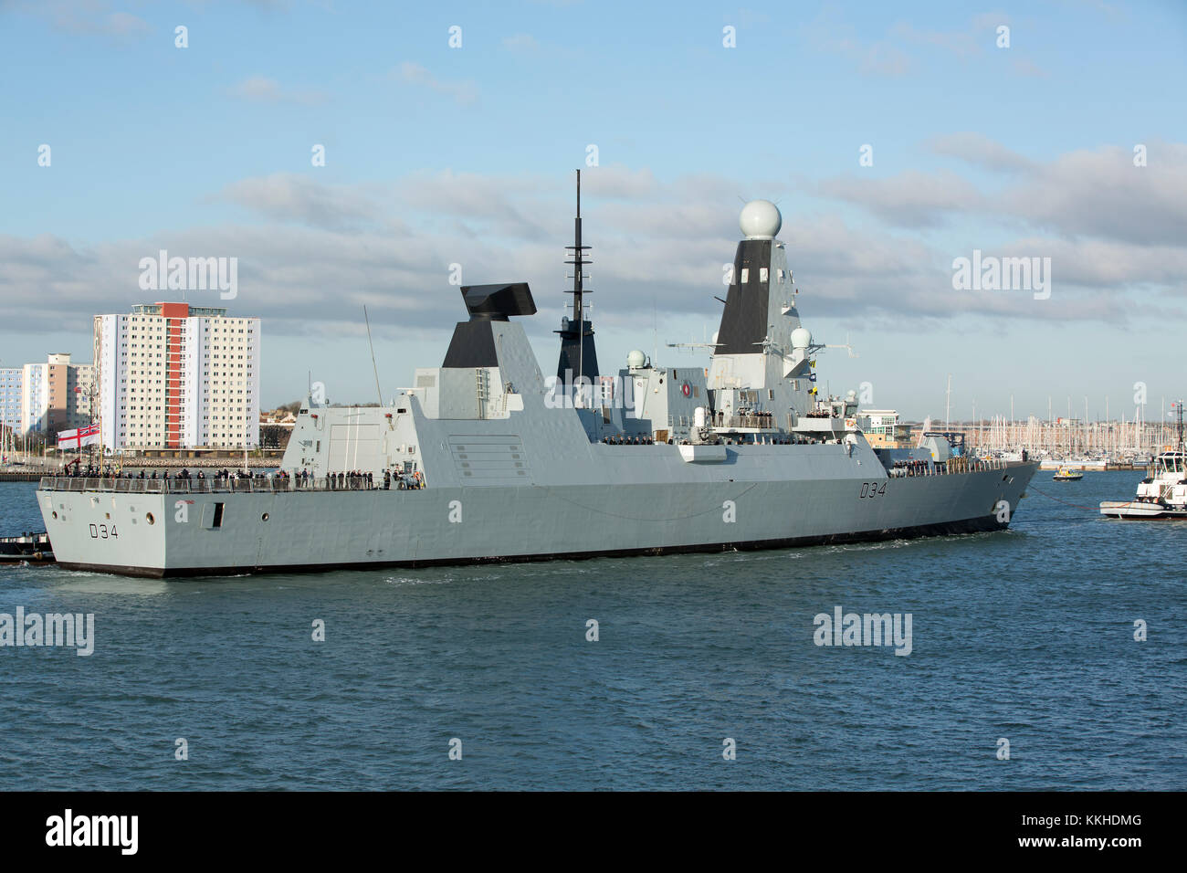 PORTSMOUTH ENGLAND; DECEMBER 1ST 2017. HMS DIAMOND a type 45 destroyer ...