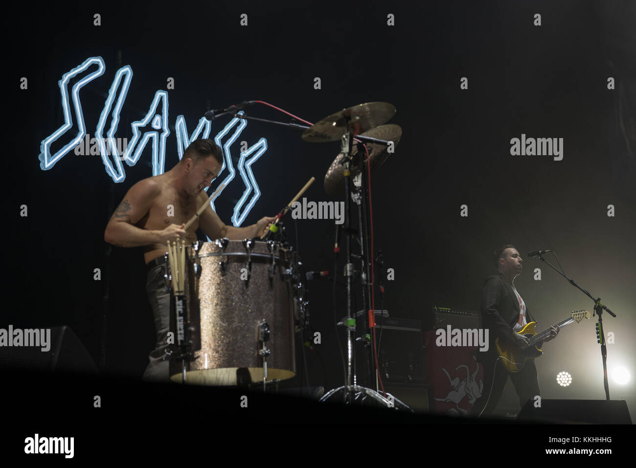London, UK. 1st Dec, 2017. English punk duo Slaves supporting Kasabian ...