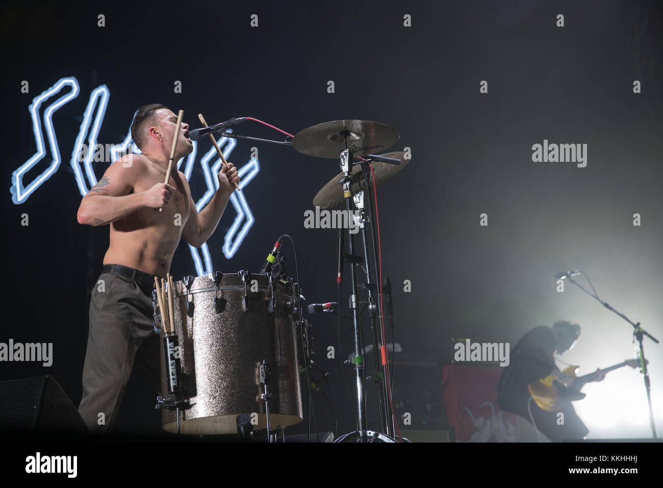 London, UK. 1st Dec, 2017. English punk duo Slaves supporting Kasabian ...