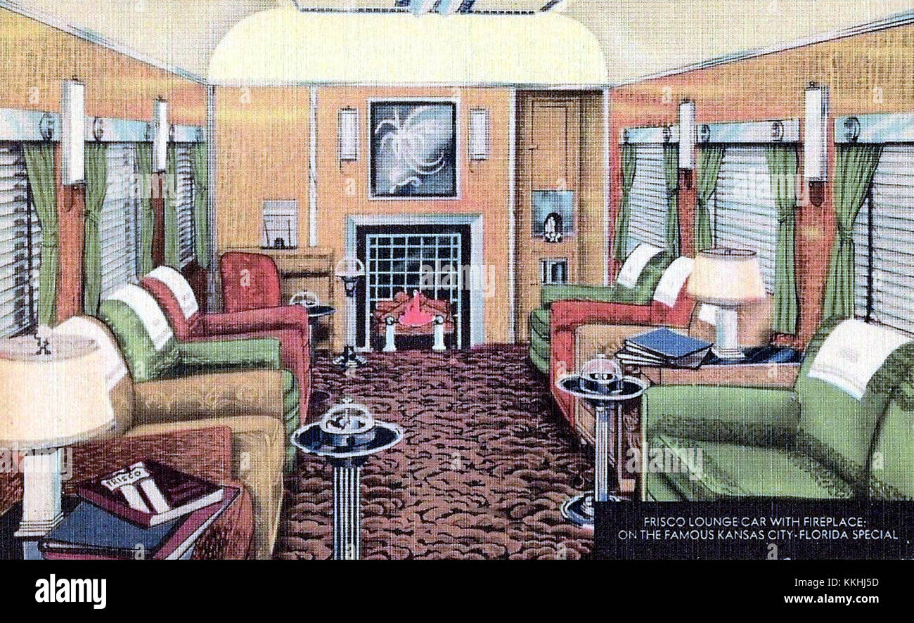 The Frisco lounge car, featuring a fireplace, provides a cozy and ...