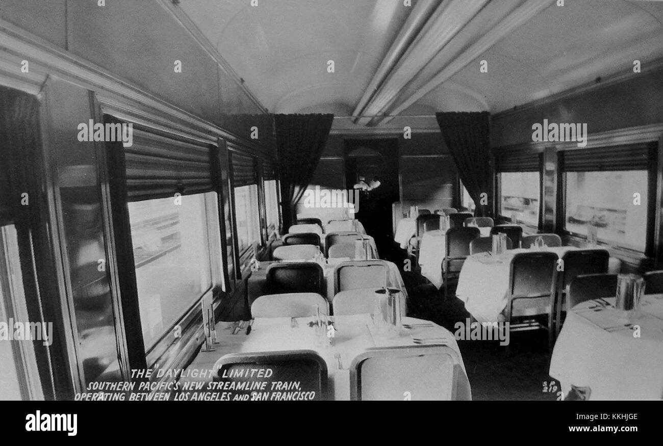 The interior of a daylight dining car, designed for comfort and ...