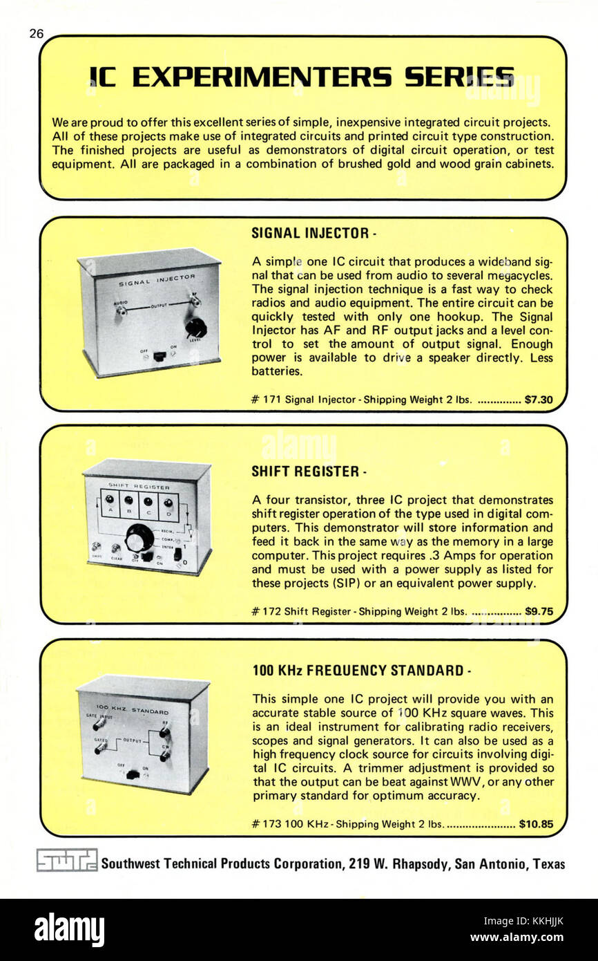 A page from the 1972 SWTPC Catalog, showcasing technological products ...