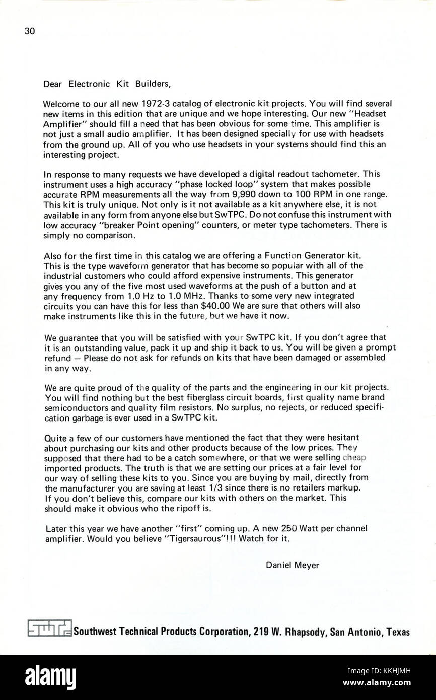 The SWTPC Catalog of 1972 is a document outlining the products and ...