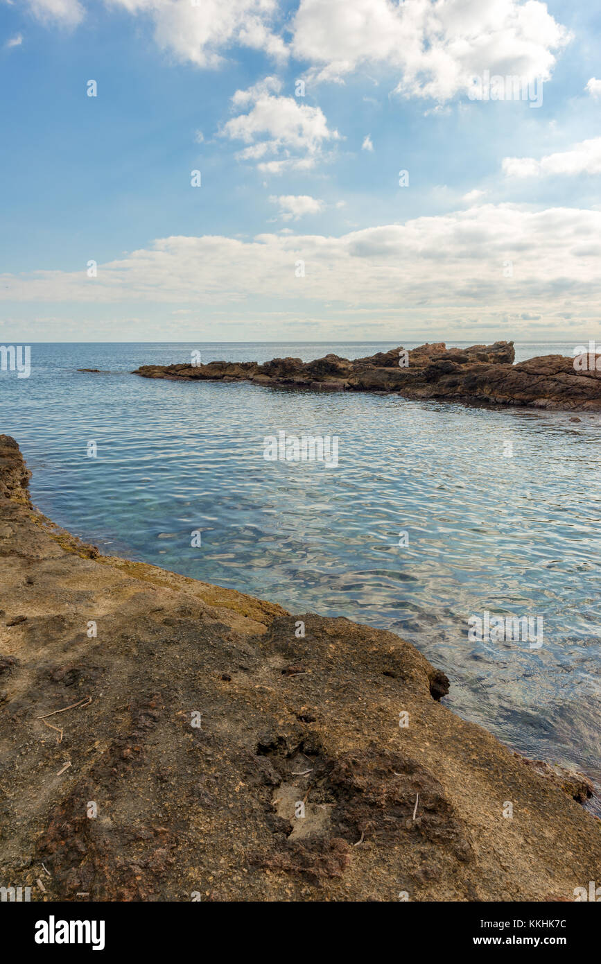 The coast of Des Canar in Ibiza, Balearic Islands, Spain Stock Photo ...
