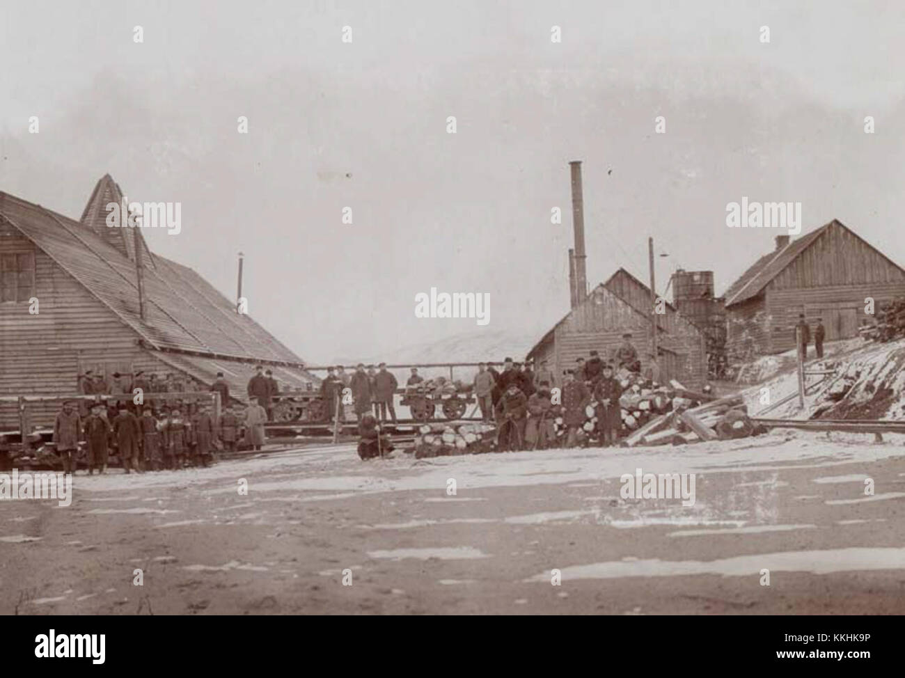 The construction of the bridge on the Niemen River in this image ...