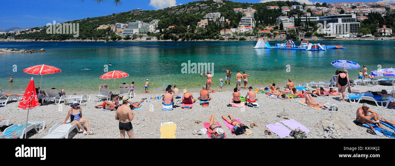 Summer view over Lapad Bay beach, Lapad town, Dubrovnik, Dalmatian ...