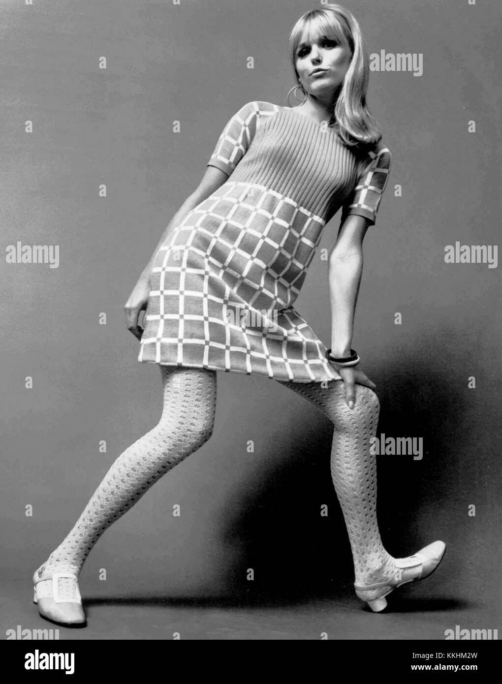 A sweater knit dress from 1967 exemplifies the fashion trends of the ...