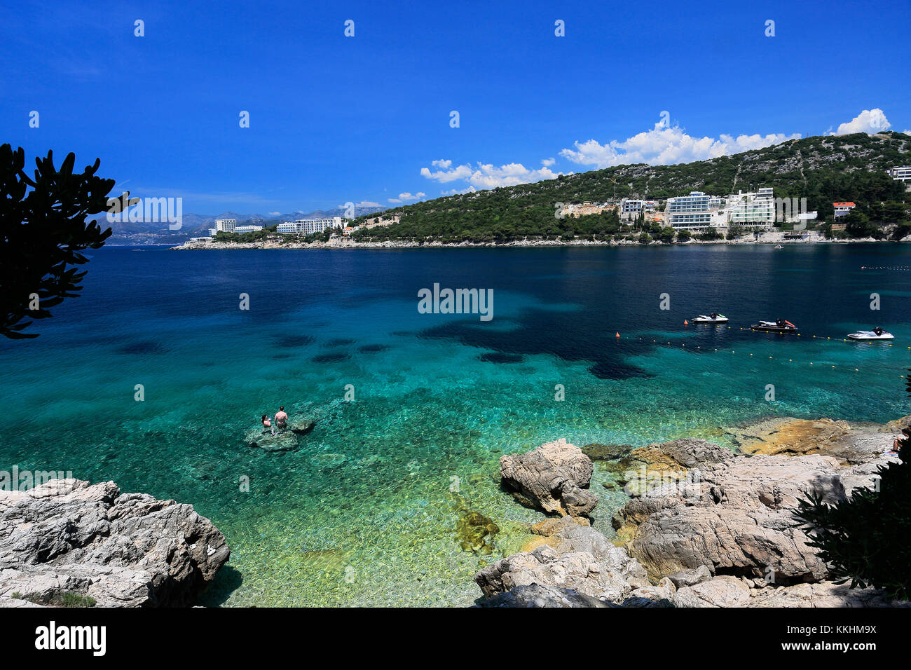 Summer view over Lapad Bay beach, Lapad town, Dubrovnik, Dalmatian ...