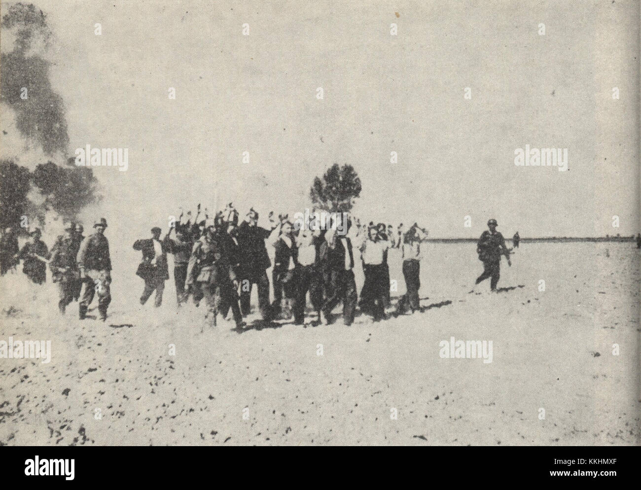 This historical image captures Polish men being led to execution during ...
