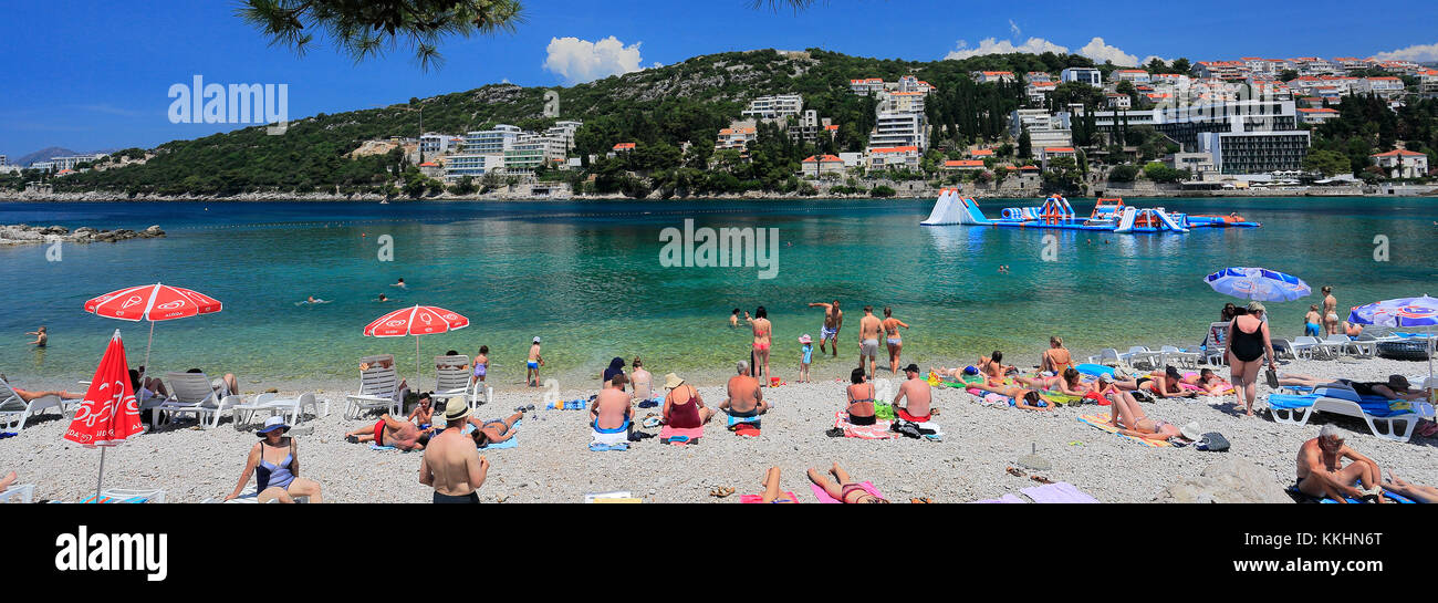 Summer view over Lapad Bay beach, Lapad town, Dubrovnik, Dalmatian ...