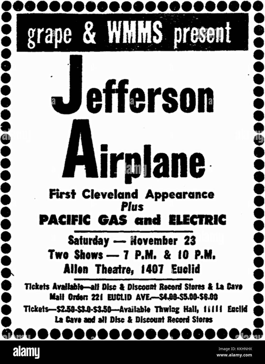 This 1968 print ad for WMMS showcases Jefferson Airplane, a prominent ...