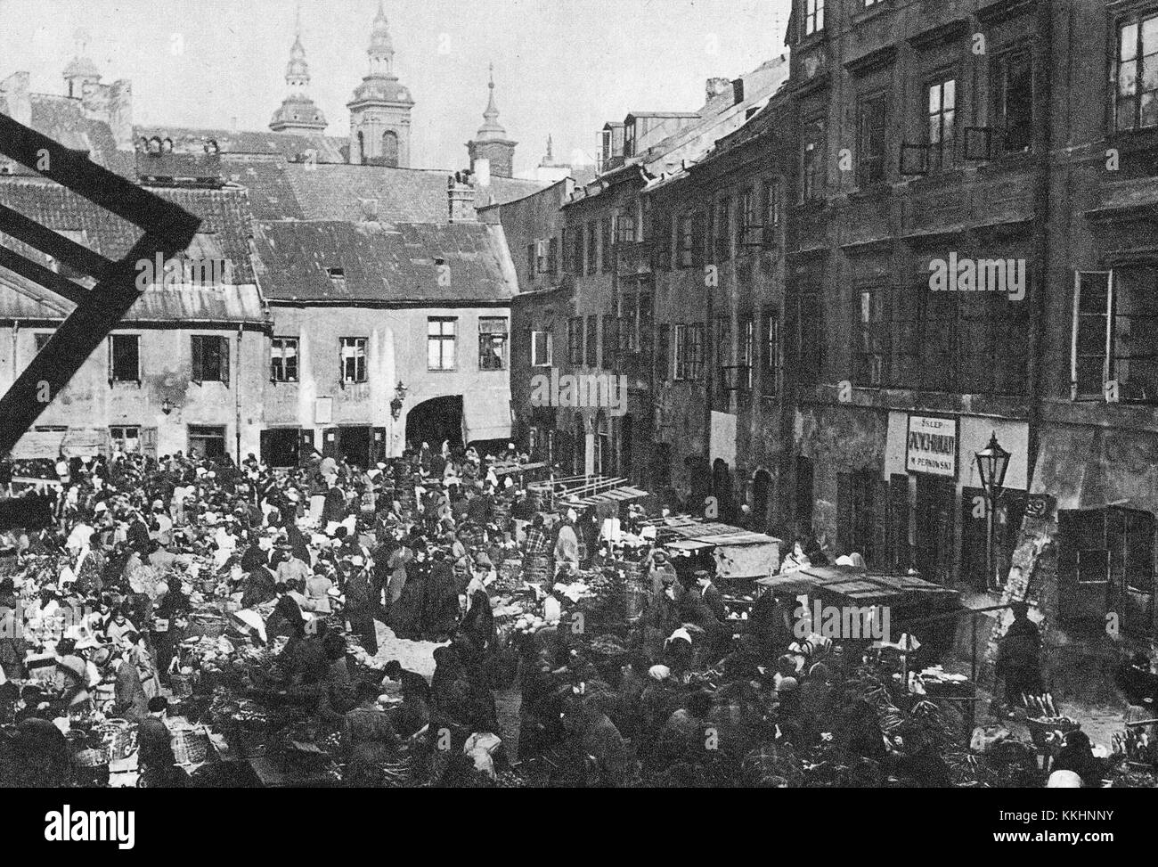 This image shows Targ na Szerokim Dunaju, a market in pre-1939 Warsaw ...