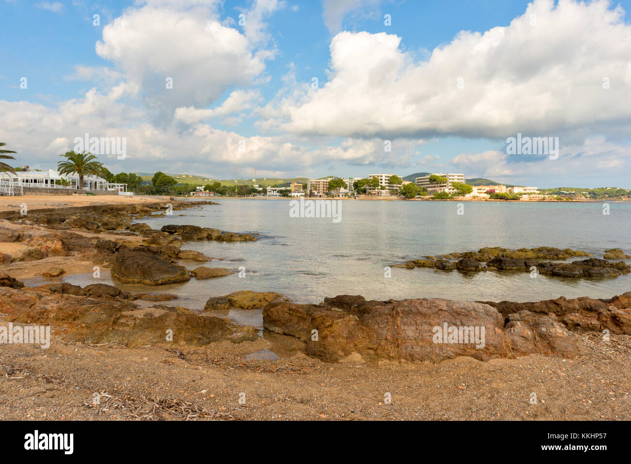 The coast of Des Canar in Ibiza, Balearic Islands, Spain Stock Photo ...